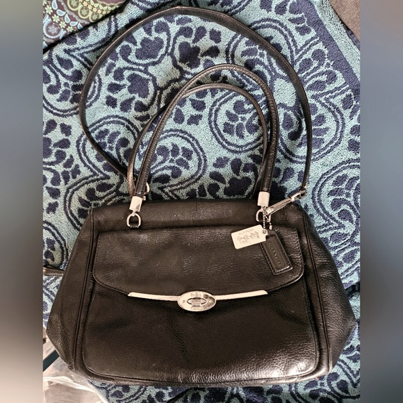 Coach | Bags | Coach Madison Madeline Black Leather Satchel Purse ...